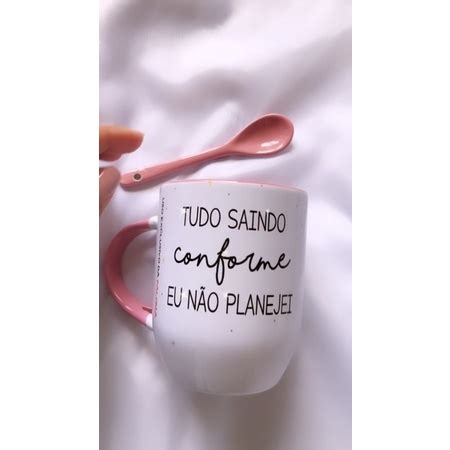 Caneca colher Tudo saindo Conforme eu Não Planejei Shopee Brasil