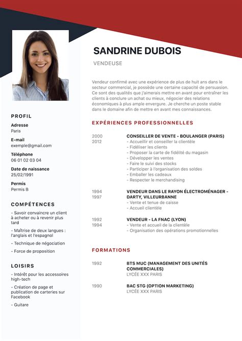 Modèle CV vendeuse et vendeur à télécharger et à remplir en ligne