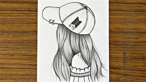 Como Dibujar Una Chica Con Gorra De BTS Como Dibujar Una Chica Facil