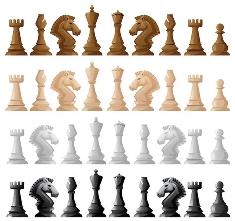 Cuatro conjunto de piezas de ajedrez ilustración Vector Gratis