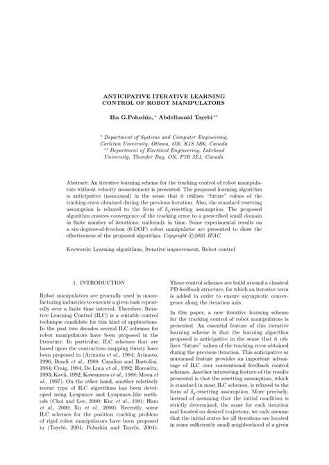 pdf an iterative learning control of robot manipulators