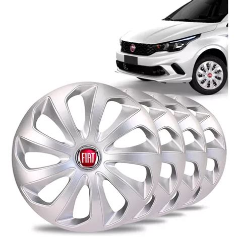 Jogo Calotas Velox Aro Prata Fiat Argo Palio Idea Mobi