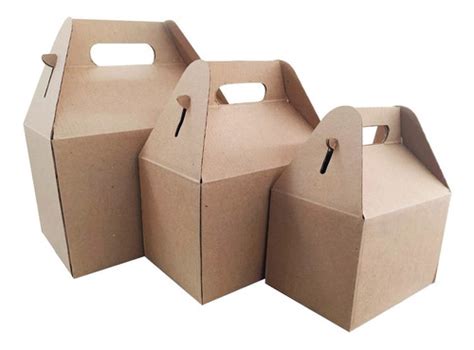20 Cajas Lonchera Box Lunch Jumbo Mediana Carton Micro Kraft Meses