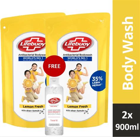 Jual Buy 2x Lifebuoy Lemon Fresh Body Wash 900ml Free Lifebuoy Total 10