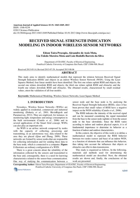 pdf received signal strength indication modeling in indoor wireless sensor networks