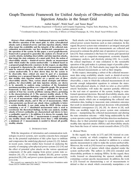 graph theoretic framework for unified analysis of observability and data injection attacks in