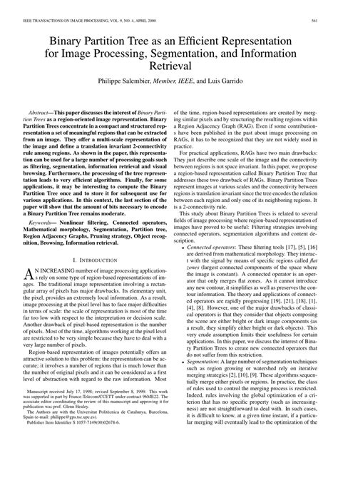 pdf binary partition tree as an efficient representation for image processing segmentation
