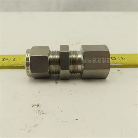 3 8 FNPT X 1 2 Compression Stainless Steel Bulkhead Fitting Bullseye