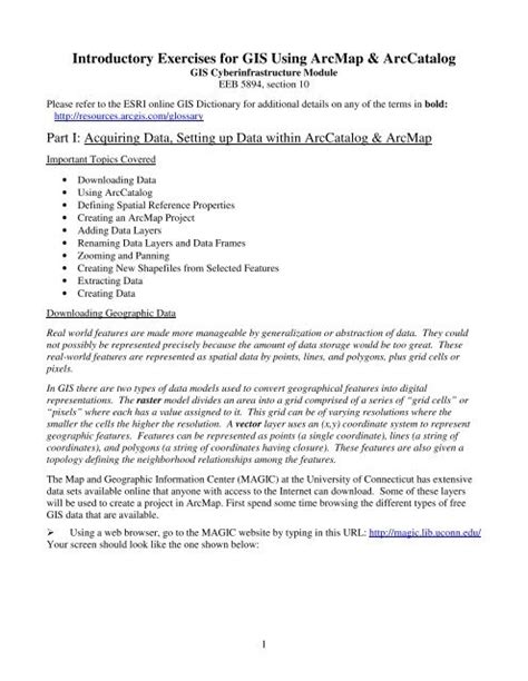 introductory exercises for gis using arcmap and arccatalog