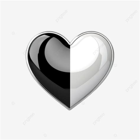 Heart Black And Silver Badge Silver Black Blank Png Transparent