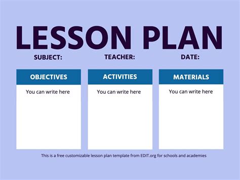 Editable Lesson Plan Templates To Print