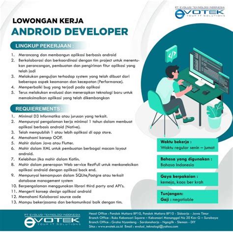 lowongan kerja android developer developer web application tim operasional tim multimedia