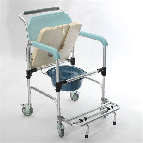 In Commode Wheelchair Bedside Toilet Shower Seat Bathroom Rolling