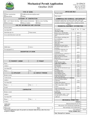 Fillable Online Mechanical Permit Application P1 10 1 2020 Fax Email