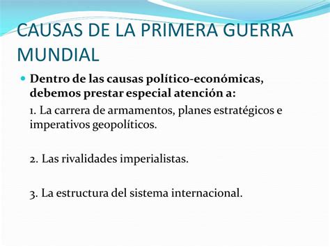 Causas De La Primera Guerra Mundial