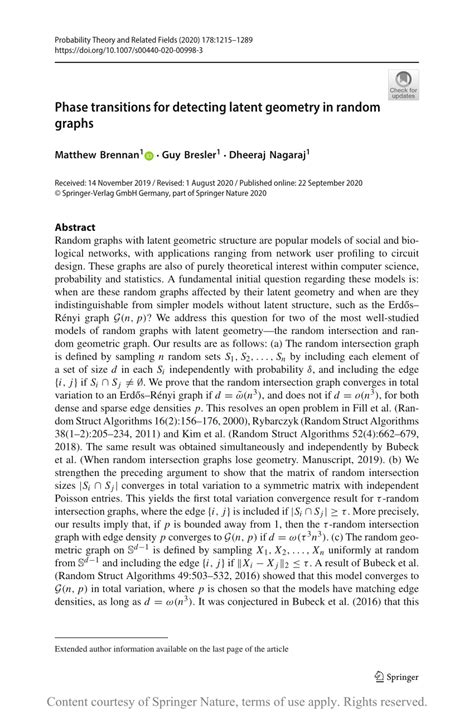 phase transitions for detecting latent geometry in random graphs request pdf