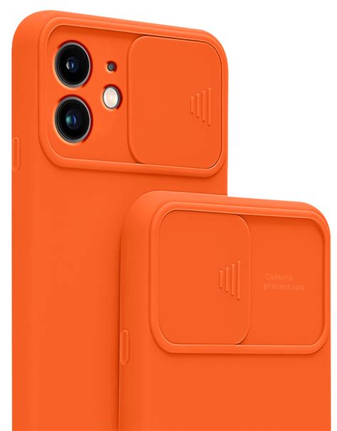 etui silikonowe do iphone 11 z ochroną aparatu pomarańczowe szkło