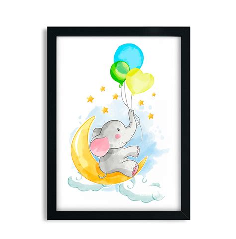 Quadro infantil elefantinho baby cód 3086 45x33 cm Elo7