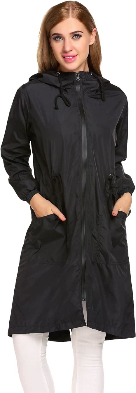 Amazon ELESOL Women Rain Jacket Waterproof Long Rain Coats Hooded