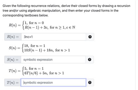 solved given the following recurrence relations derive