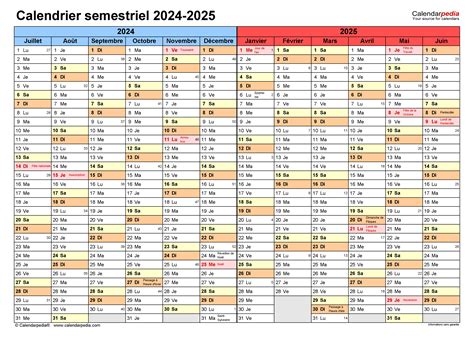 Calendrier 2024 Semestriel à Imprimer Format A4 Gayle Johnath