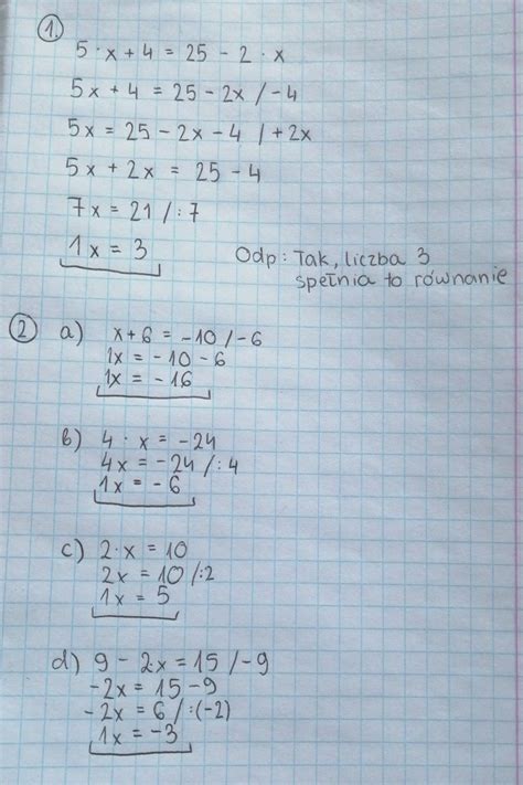 Zad 1 Sprawdź czy liczba 3 spełnia równanie 5 X 4 25 2 Xx 3TabZad