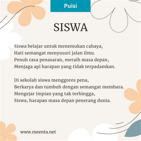 10 Puisi Pendek Berbagai Tema Dari Keluarga Sekolah Dan Alam Meenta