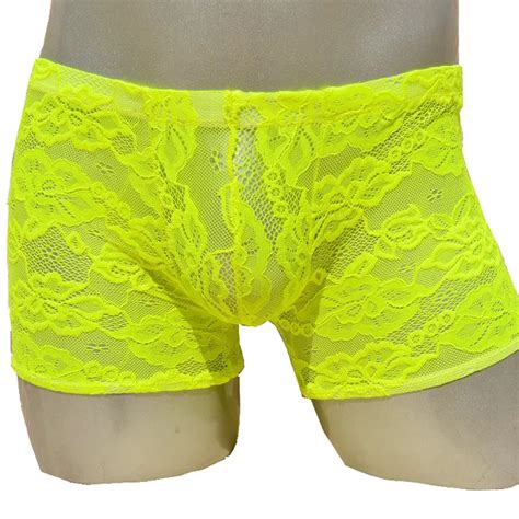 Brand Low Waist Male Panties Sexy Charming Transparent Lace Flora Men S