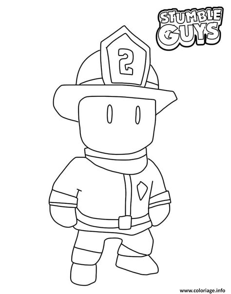 Coloriage Stumble Guys Fireman Torch Dessin Stumble Guys Imprimer