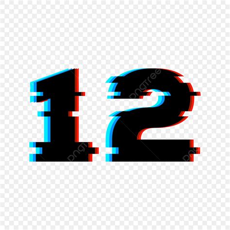 Numbers 12 Clipart Hd PNG Glitch Numbers 12 Vector On Transparent