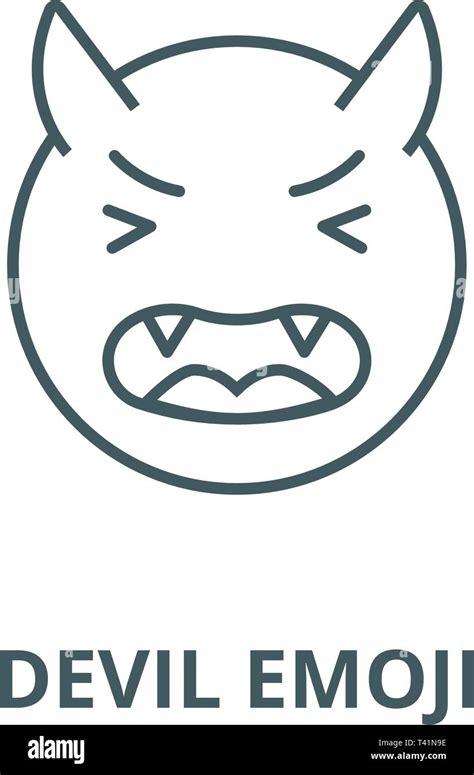 Diablo Emoji Line Icono Vector Diablo Emoji Signo De Esquema