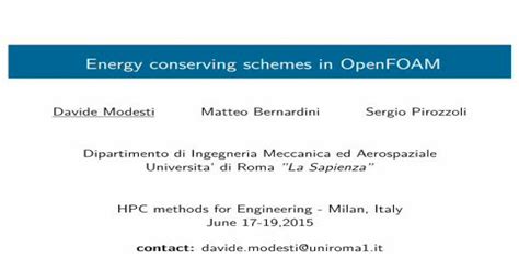 energy conserving schemes in openfoam hpc forge · pdf fileenergy conserving schemes in