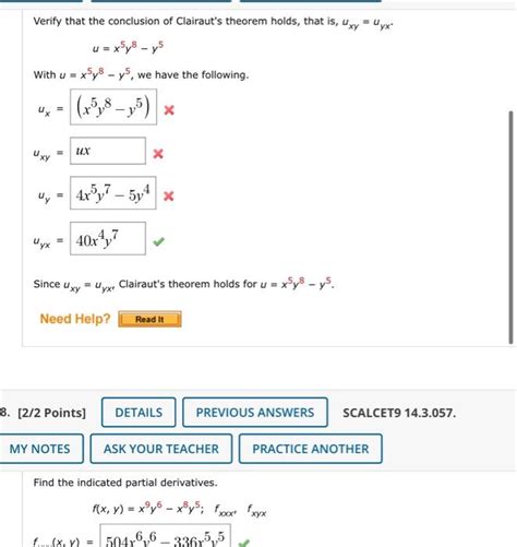 solved verify that the conclusion of clairaut s theorem