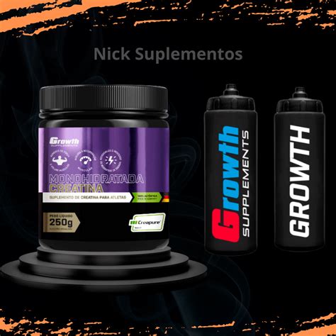 Kit Creatina Growth Creapure 250g Original Garrafa Squeeze Academia