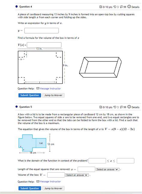 Solved A Piece Of Cardboard Measuring Inches By Inches Chegg