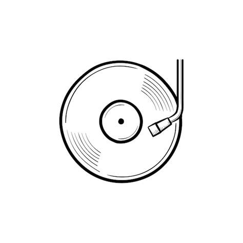 Icône De Doodle Contour Dessiné Main Phonographe Et Platine Vecteur