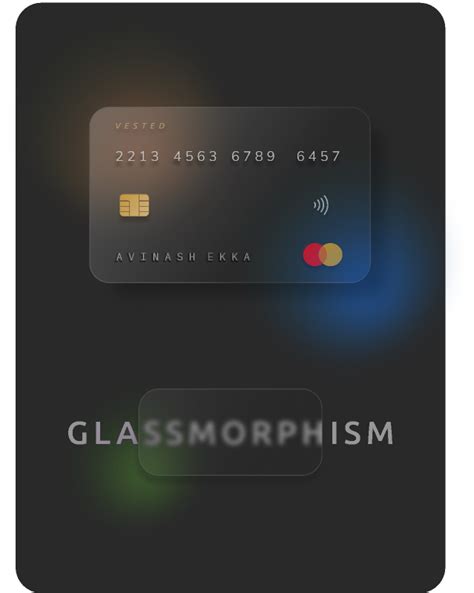 glassmorphic credit debit card figma