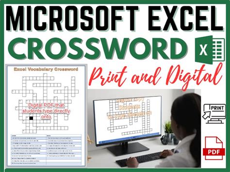 Microsoft Excel Vocabulary Crossword Puzzle Digital And Print