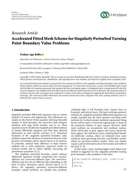 pdf accelerated fitted mesh scheme for singularly perturbed turning point boundary value problems