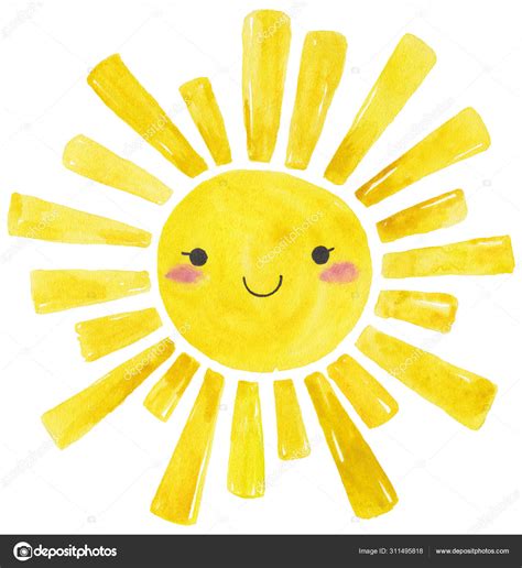 Sol Aquarela Amarelo Ilustra O Dos Desenhos Animados Fotos Imagens