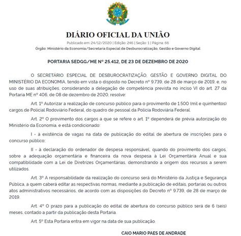 Concurso PRF EDITAL AUTORIZADO 1 500 Vagas Veja