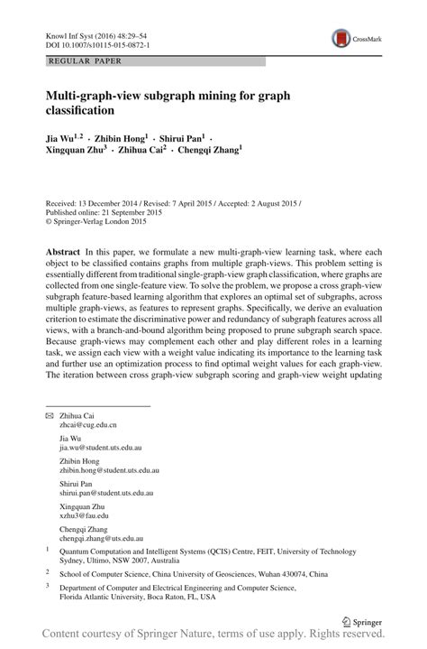 multi graph view subgraph mining for graph classification request pdf