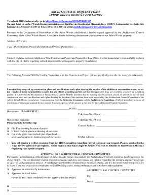 Fillable Online Hoa Architectural Request Form Fill Online Printable