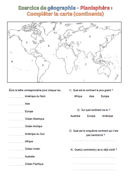 Présentation 51 imagen carte continents et océans a imprimer fr