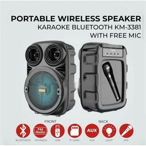 Speaker Bluetooth KIMISO KMS 3381 BONUS Mic 6 5 INCH KARAOKE FM BASS