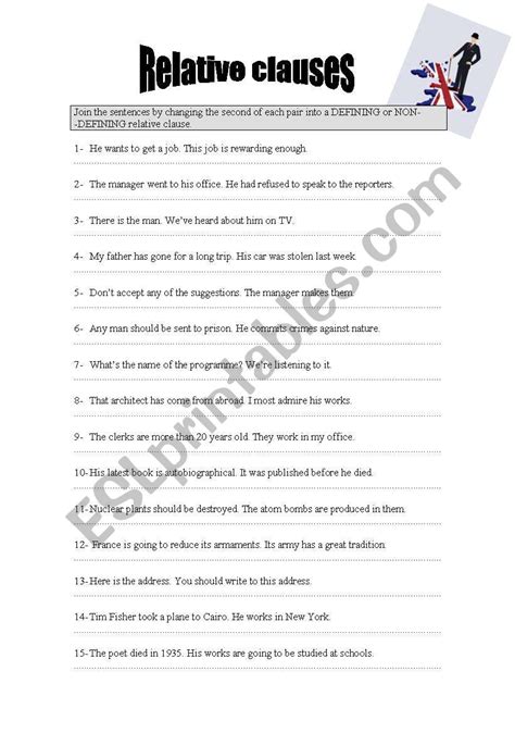 Relative Clauses Esl Worksheet By Ticas