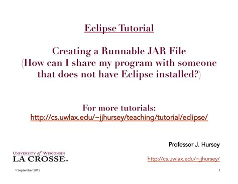 Eclipse Creating A Runnable Jar File Eclipse Tutorial Creating A