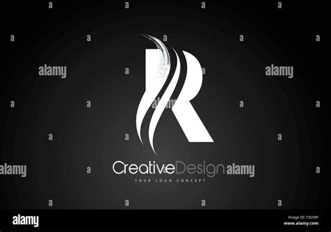 R Letter Design Brush Paint Stroke Letter Logo With Black Background