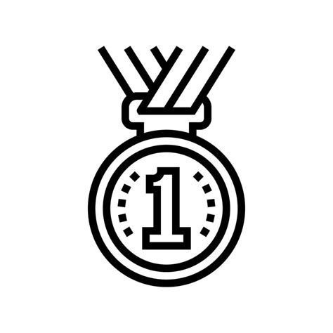 Primer Lugar Medalla L Nea Icono Vector Ilustraci N Vector En
