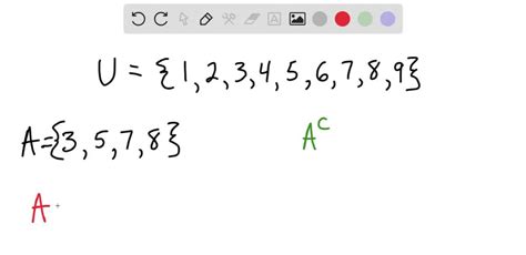 find complement of the set given that u 1 2 3 4 5 6 7 8 9 use the roster method to